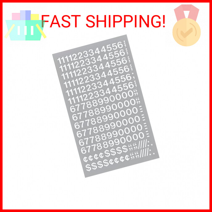 Chartpak Self-Adhesive Vinyl Numbers, 1/2 Inch High, White, 210 per ...