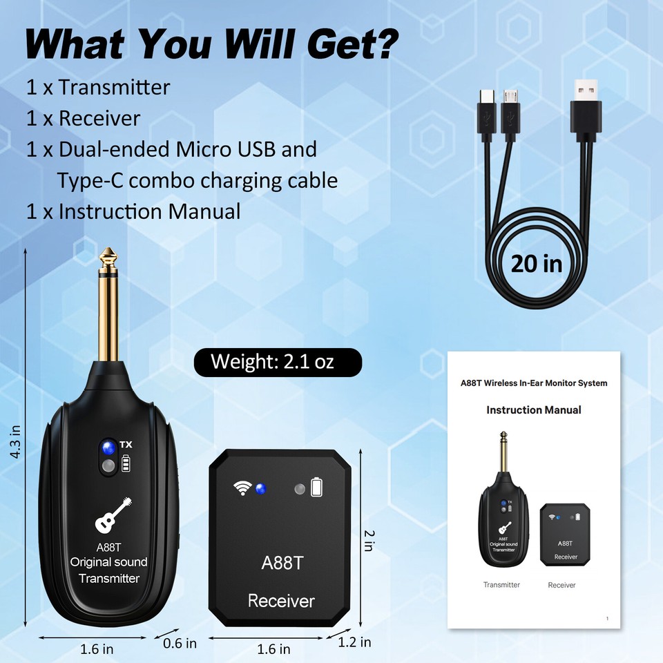 Wireless in Ear Monitor System Rechargeable Wireless IEM System 10H ...