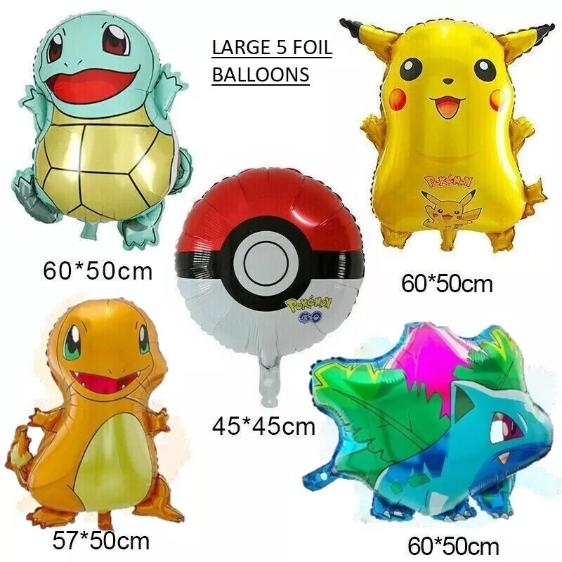 Pikachu Balloons 5pc Set Kids Birthday Party Balloon Decoration Pok mon ...
