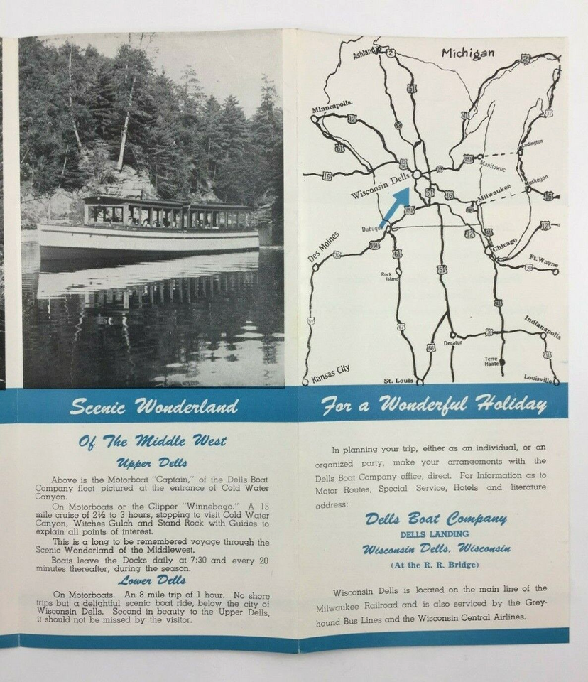 Wisconsin Dells Vintage Travel Brochure Dells Boat Company 1940s | eBay