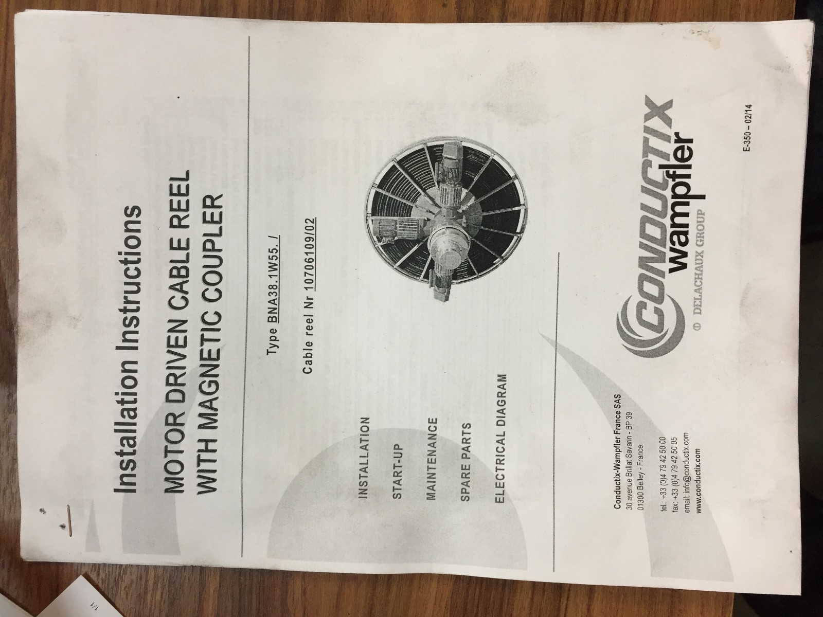 CONDUCTIX wampfler BNA38 1W55 Slipring MOTOR DRIVEN CABLE REEL MAGNETIC ...
