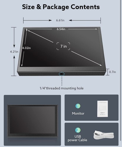 Eyoyo 7 inch Small Mini Monitor 1024x600 Resolution Car Rear View TFT ...