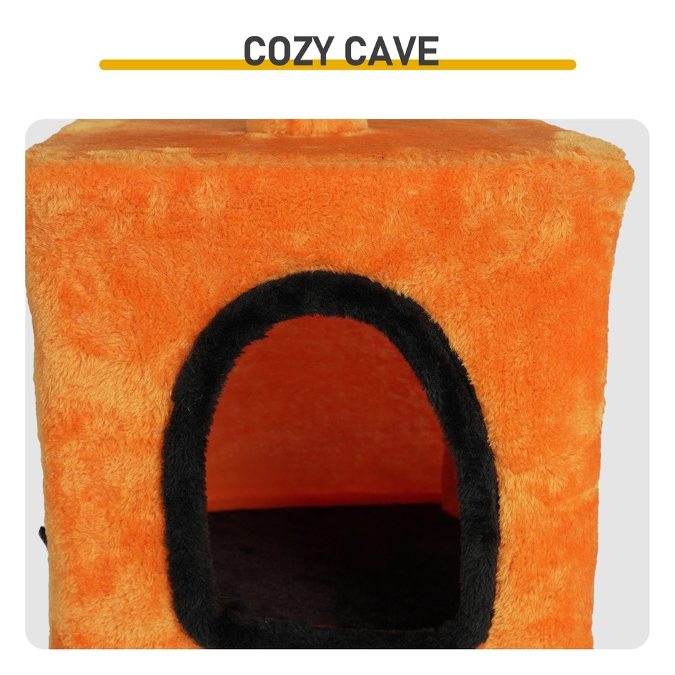 39.4" Halloween Cat Tree Cat Tower for Indoor Cats with Spacious Cat ...