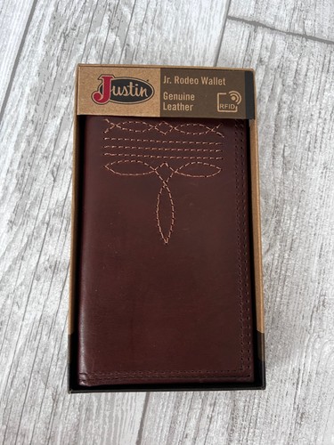 Justin Jr. Rodeo Wallet Genuine Leather RFID Western Style Youth Bifold ...