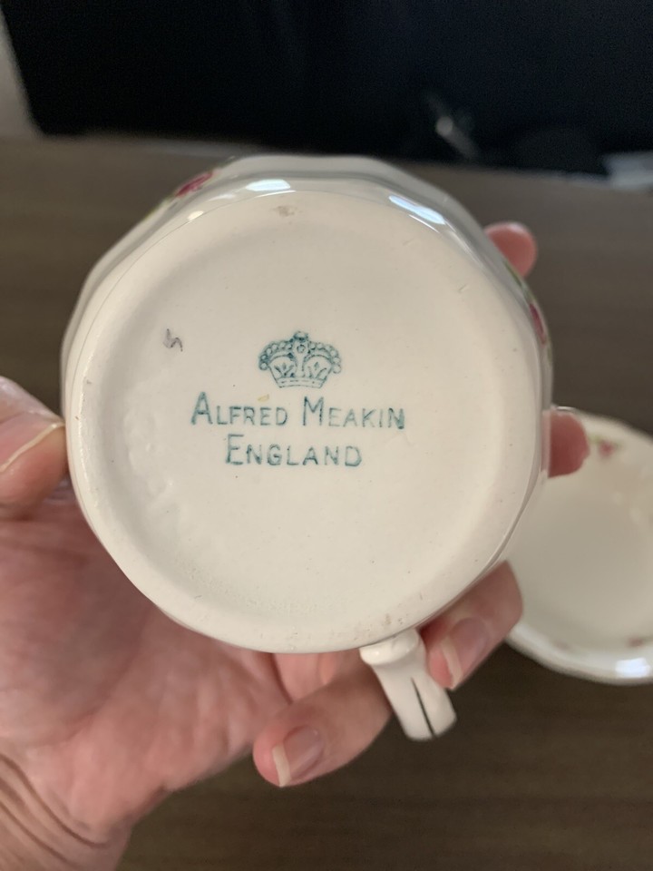 Alfred Meakin Made In England Mint Floral Rose Creamer And Small Bowl ...