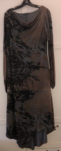 Peruvian Connection Long Sleeve Cowl Neck Dress Asymmetrical Hem Midi ...