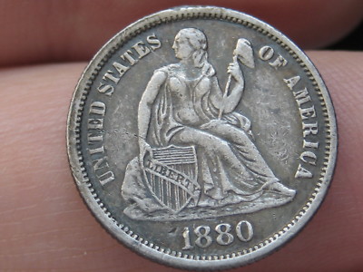 1880 Seated Liberty Silver Dime- XF Obverse Details | eBay