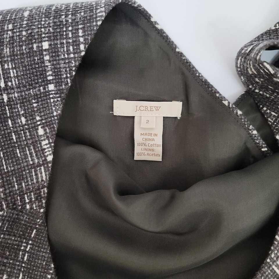 J. Crew Size 2 Dark Gray Tweed Sleeveless Pockers Back Button Sheath ...