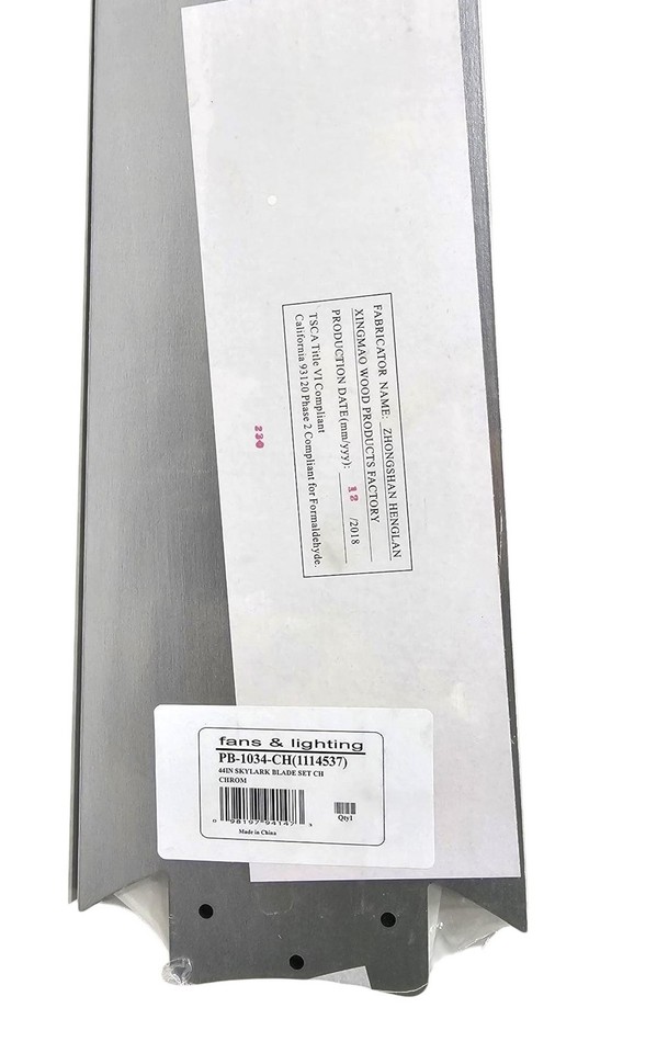 Concord PB-1034-CH 44" Span Skylark 3-pk Ceiling Fan Blade Set Chrome ...