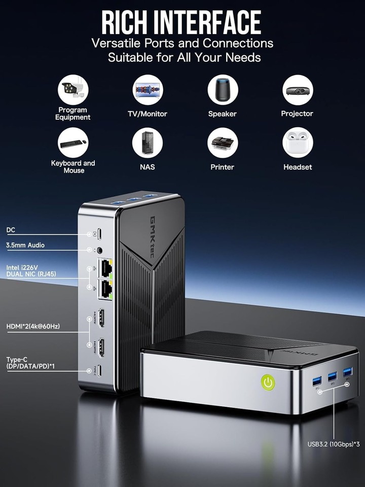 GMKtec G9 Mini PC NAS Intel N150 Dual Boot System 12GB DDR5 64GB EMMC ...