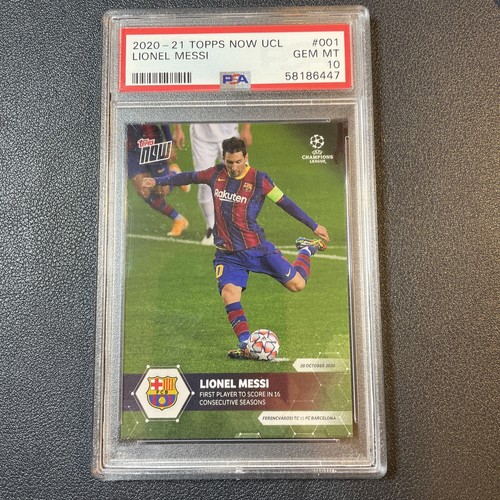 2020-21 Topps Now UCL Soccer #001 Lionel Messi FC Barcelona PSA 10 GEM ...