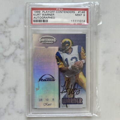 Kurt Warner 1999 PLAYOFF CONTENDERS ROOKIE RC AUTO #146 RAMS - PSA 9 ...