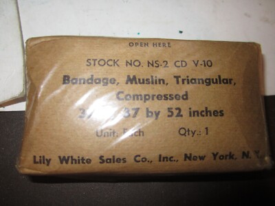 US MILITARY FIRST AID BANDAGE MUSLIN TRIANGULAR COMPRESSED LILY WHITE ...
