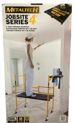 Metaltech Portable Scaffold Platform with Wheels Tool Shelf 500 Lbs ...