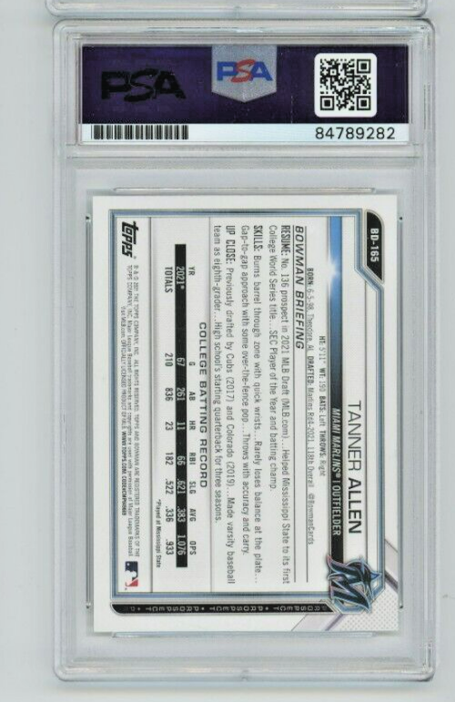 TANNER ALLEN AUTO 10 PSA DNA 2021 Bowman Draft Paper Baseball BD-165 ...