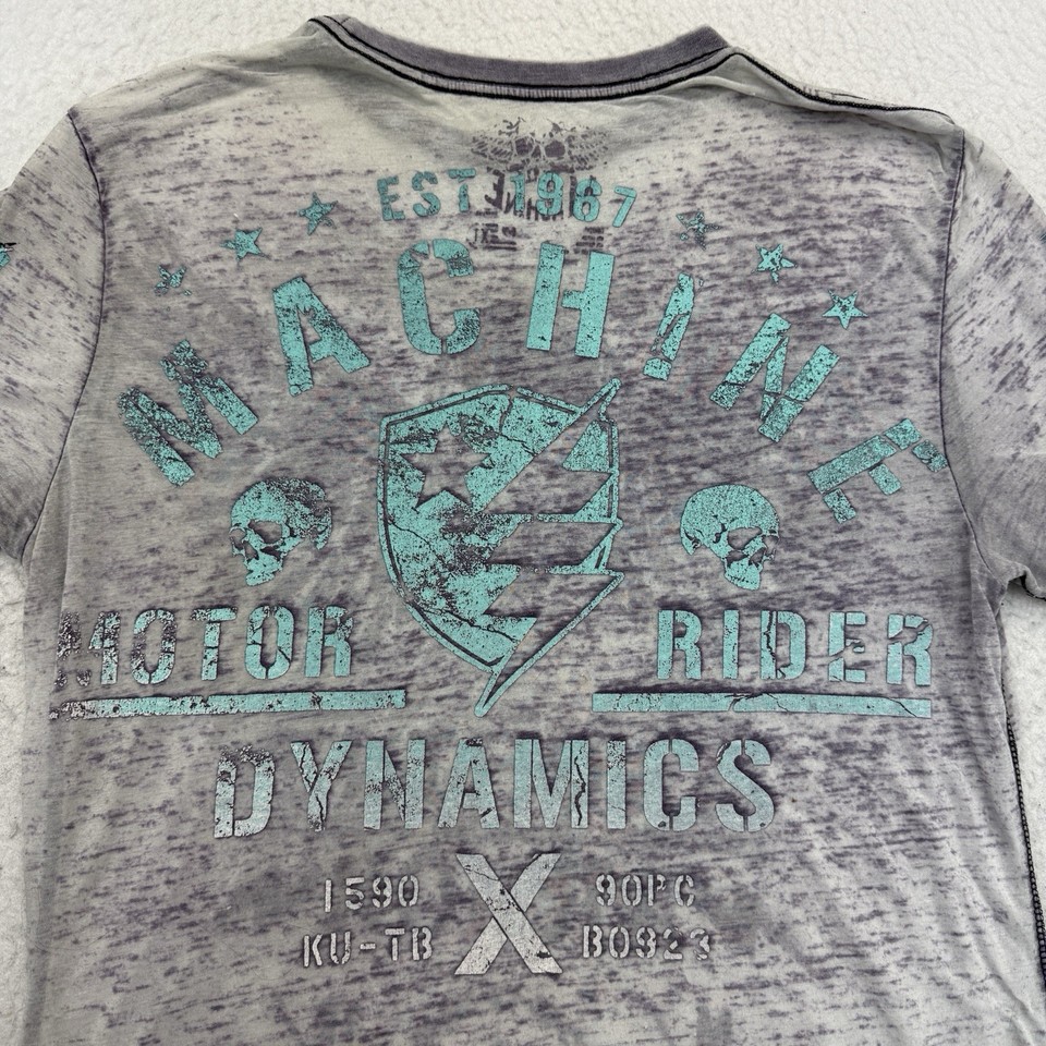 Vintage Y2K Shirt Mens XL Purple Skull Wings Machine Short Sleeve ...