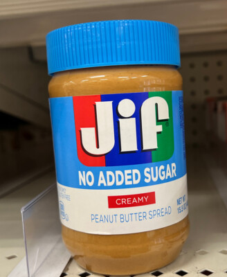 Jif No Added Sugar Creamy Peanut Butter Spread, 15.5 Ounces Assorted ...