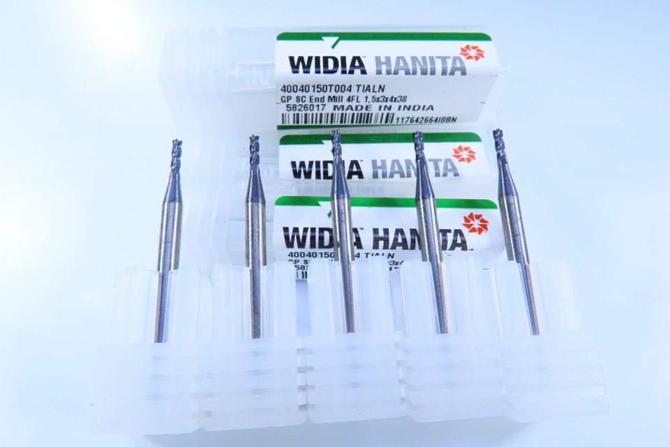 LOT ( 5 PCS ) NEW 1.5MM WIDIA HANITA SOLID CARBIDE END MILLS MILLING ...
