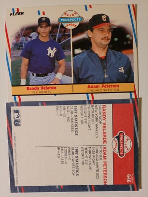 1988 Fleer Baseball #646 Randy Velarde, Adam Peterson | eBay