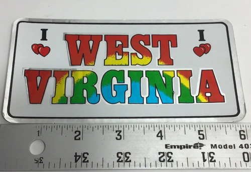 Vtg 1980s Metallic Foil State Sticker I Love West Virginia Bumper RV ...