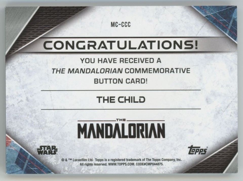2021 Topps Star Wars Mandolorian Grogu The Child Button Relic A1 | eBay