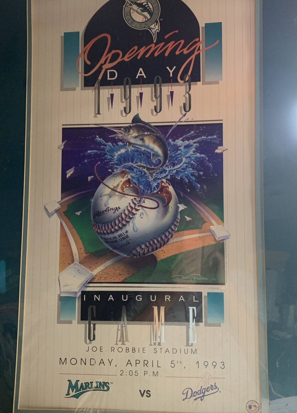 1993 FLORIDA MARLINS (Opening Day) INAUGURAL GAME Lmt Edit Poster ...