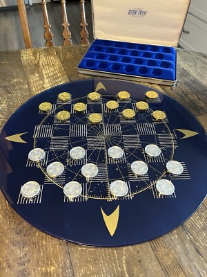 Star Trek Checkers Set W/Board NOS 1992 Franklin Mint ~ 24k Plated Gold ...