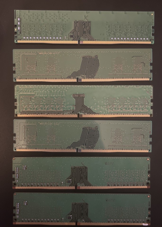 Lot Of 6 Memory Ram Sticks, 8GB Sticks, 1Rx8, 1Rx16, PC4, 2666v, 3200AA ...