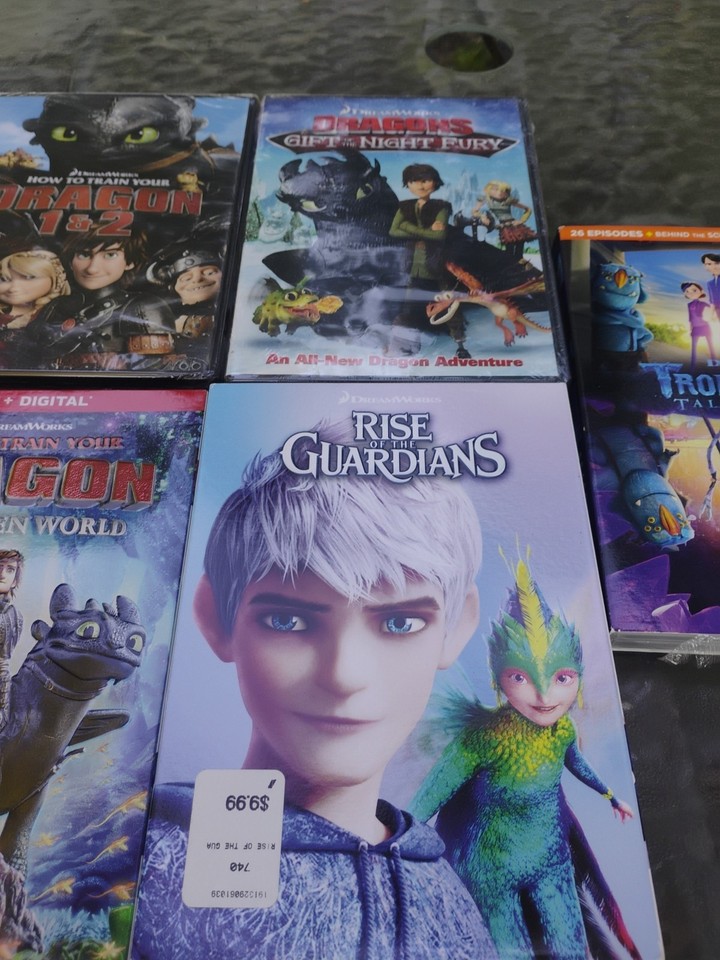 DreamWorks DVD Lot Of 5 Dragon 1&2, Rise Of The Guardians TrollHunters ...