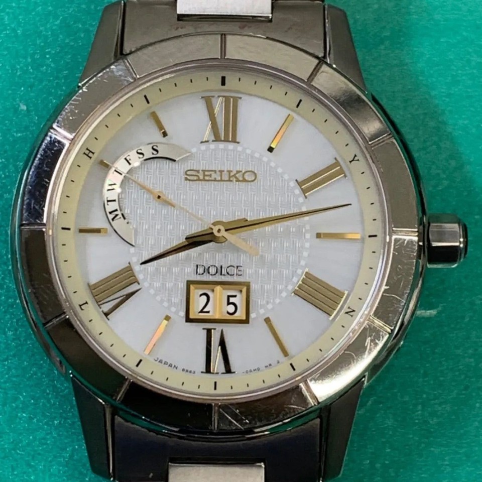 Seiko Dolce 8B43-0AG0 Radio wave control Titanium White Silver Solar ...