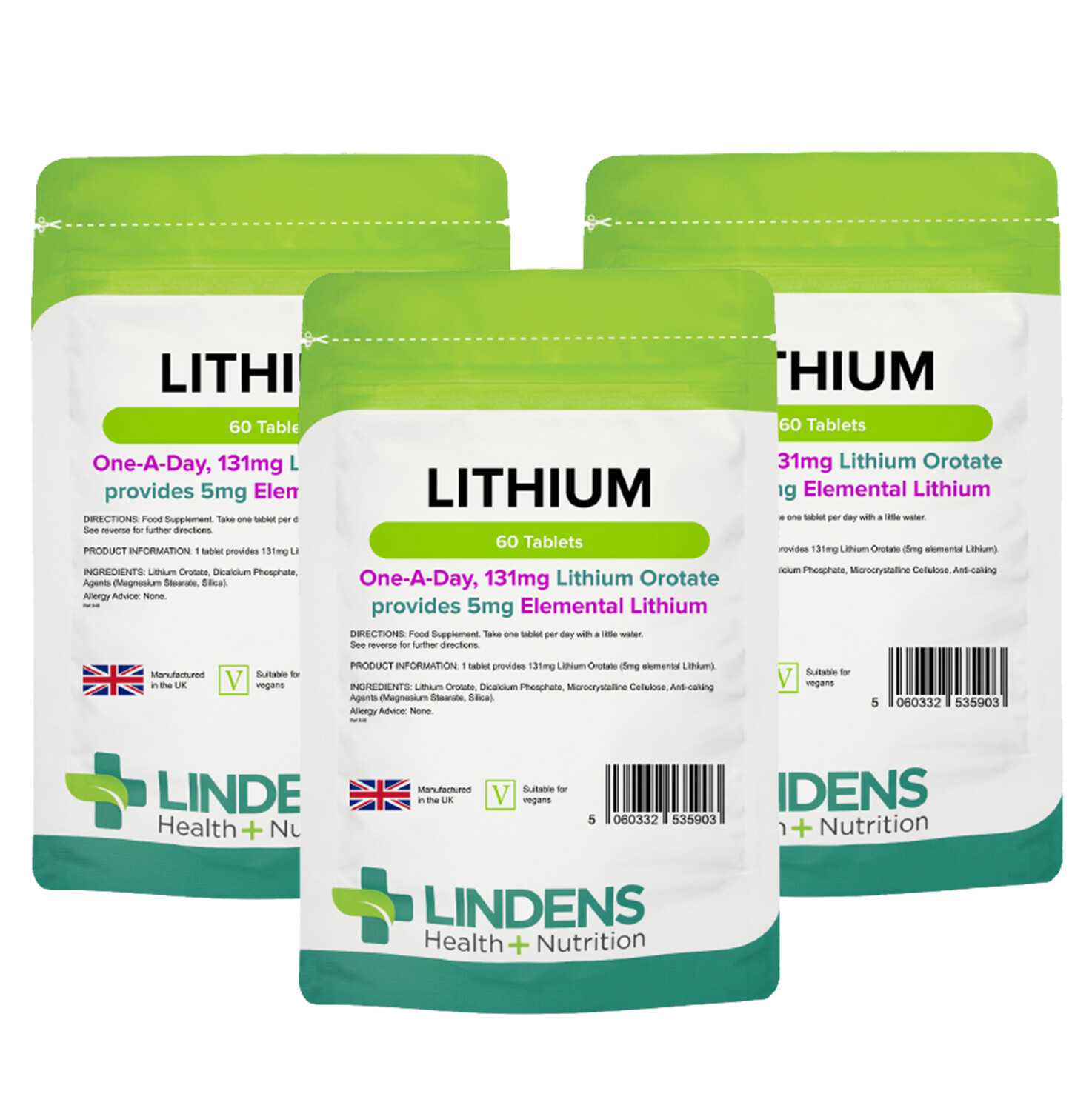 LITHIUM TABLETS 5mg From Orotate 180 Mood Sleep Brain Function LINDENS ...