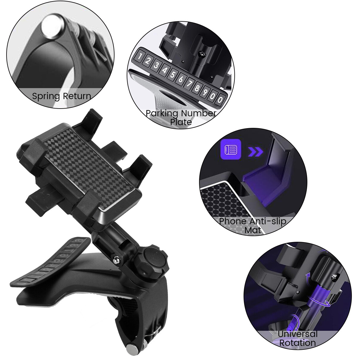 Car Phone Holder Adjustable Car Phone Mount Universal Dashboard Clip ...