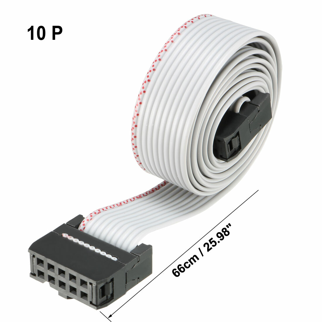 IDC 10 Pins Wire Flat Gray Ribbon Cable 66cm 2.54mm Pitch 3pcs for sale ...