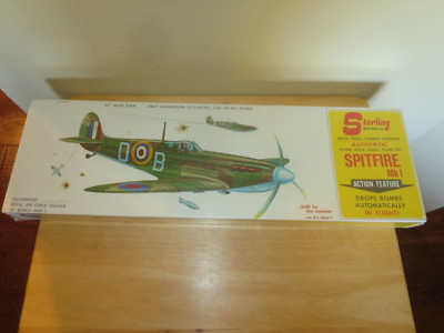 Vintage Sterling Models Spitfire Mk I Balsa Wood Rubber Powered Flying ...