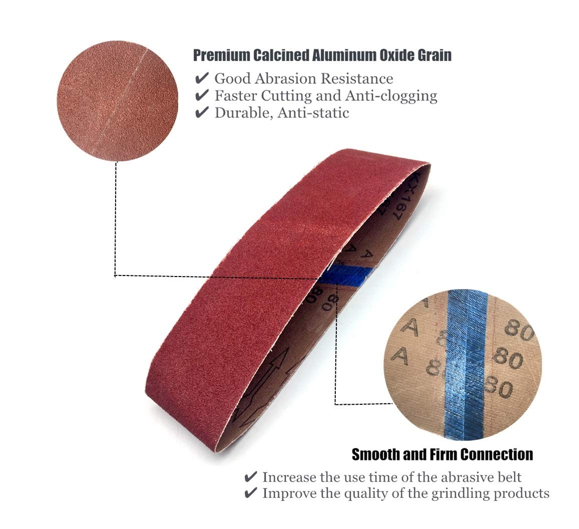 4 X 21 Sanding Belt, 80 Grit Aluminum Oxide Belt Sander Paper 4X21,12 ...