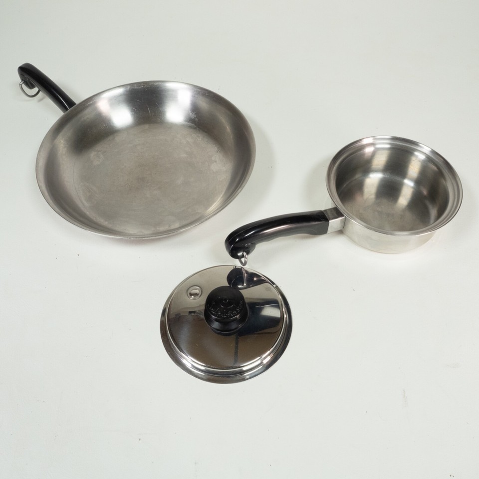Saladmaster Stainless 12.5" Fry Pan Skillet & 7" Sauce Pan USA Made ...