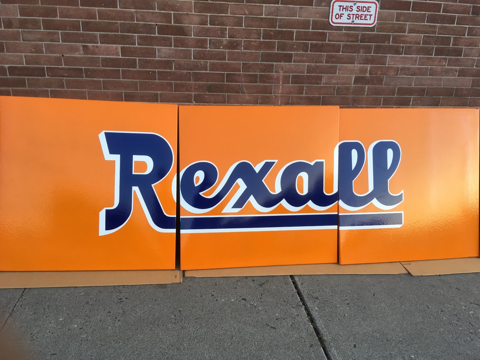 Vintage 1940s porcelain Rexall Drug sign with logos. Eight panels-25 ...