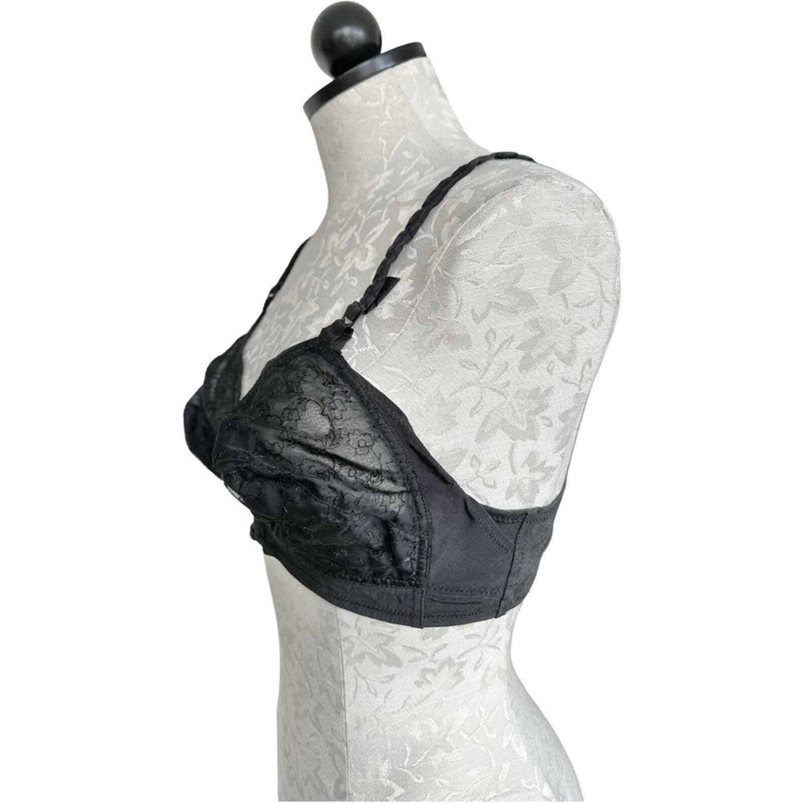 Vintage 60's Playtex Living Black Bra Style 161 Embro… - Gem