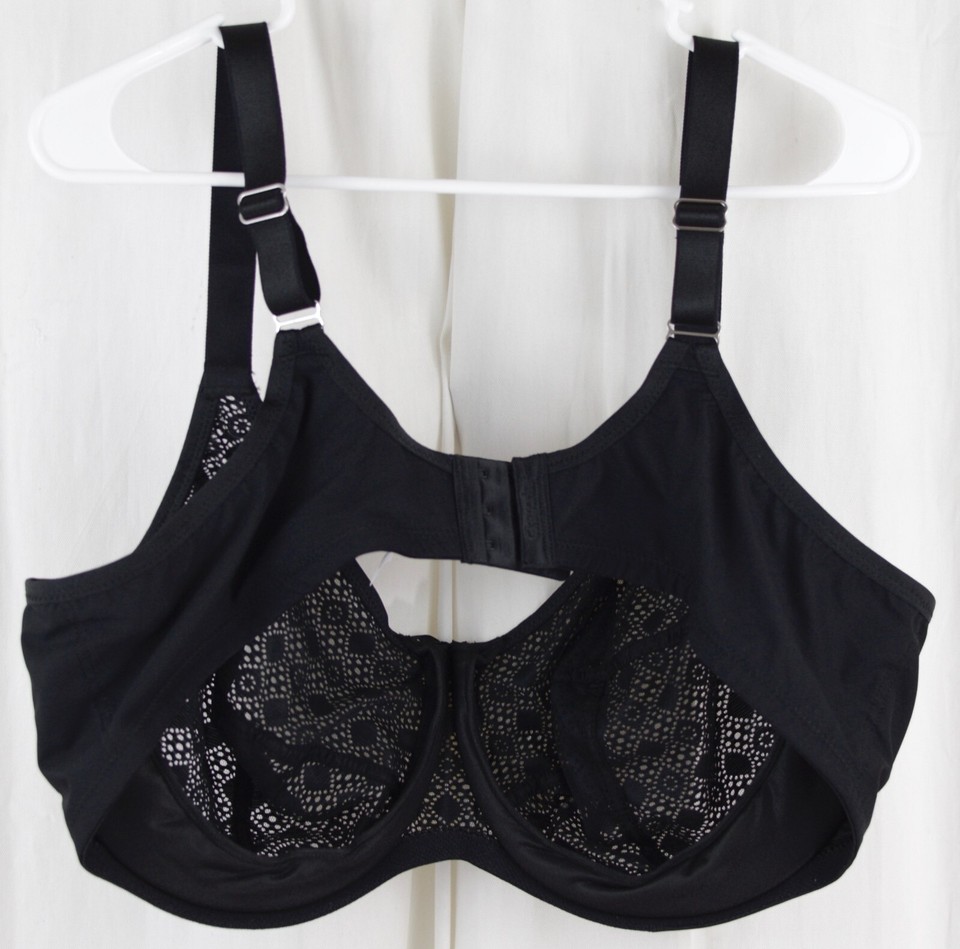 Glamorise Women's Plus Size Lace Comfort Wonderwire Bra Underwire Black ...