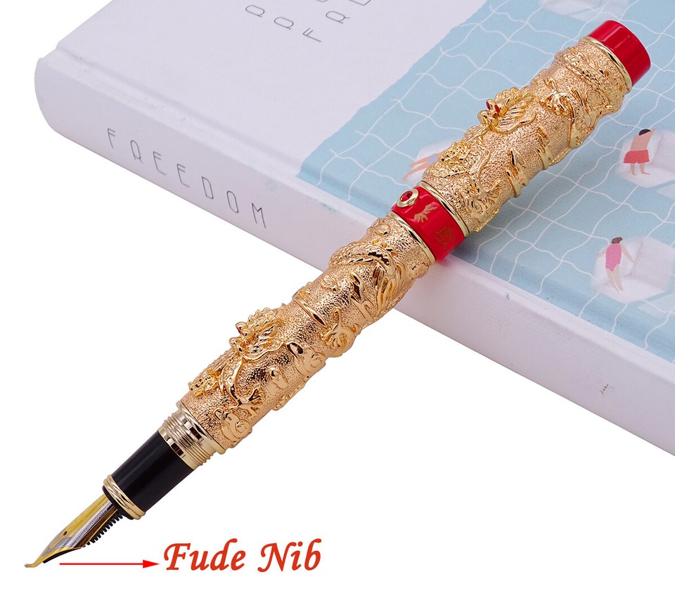 Jinhao Metal Calligraphy Pen Fountain Pen Vintage Double Dragon ...