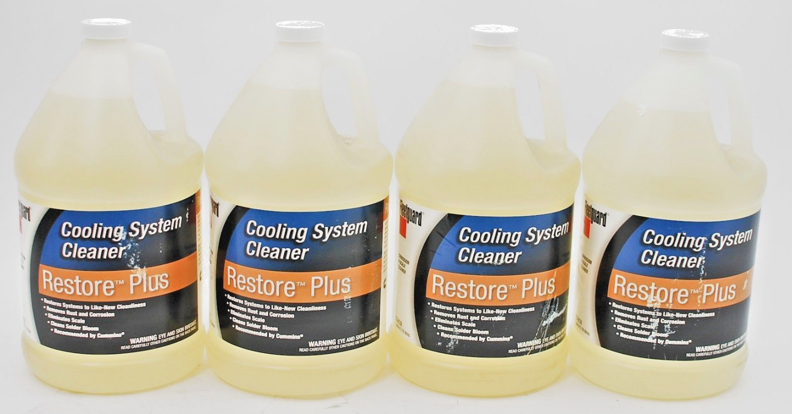 (4) FLEETGUARD RESTORE COOLANT SYSTEM CLEANER - 1 GALLON - CC2638 CASE ...
