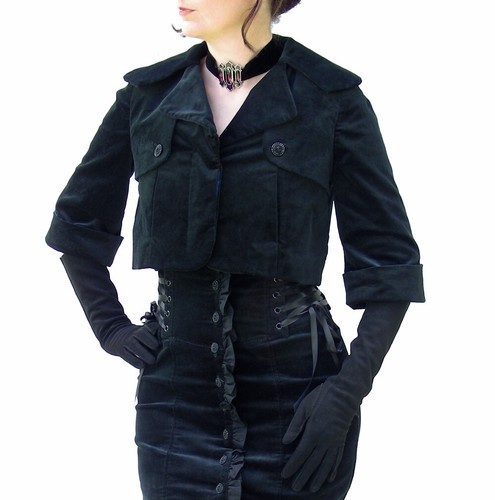 Black Velvet Bolero, Cropped Jacket, Pinup Shrug, Retro Rockabilly Lip ...