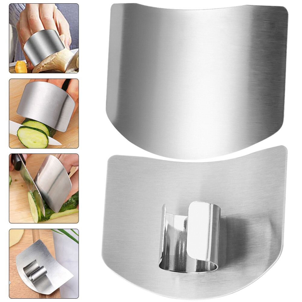 2 Pcs Finger Protectors Stainless Steel Hand-Guard Food Slicer Cut into ...