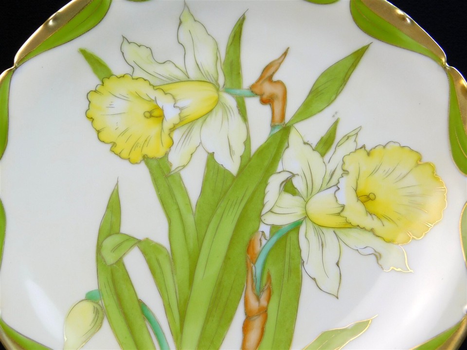 Antique Bavarian Yellow Daffodils Plate 9" Hand Painted Porcelain | eBay