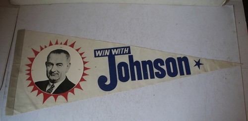 1964 WIN WITH JOHNSON CAMPAIGN PENNANT BANNER POLITICAL | eBay