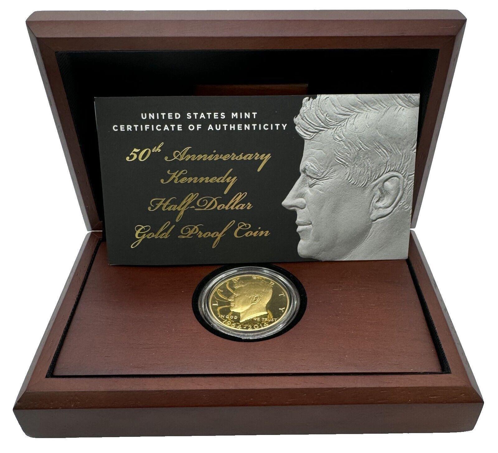 United States Mint 50th Anniversary Kennedy Gold Proof Coin with Box ...