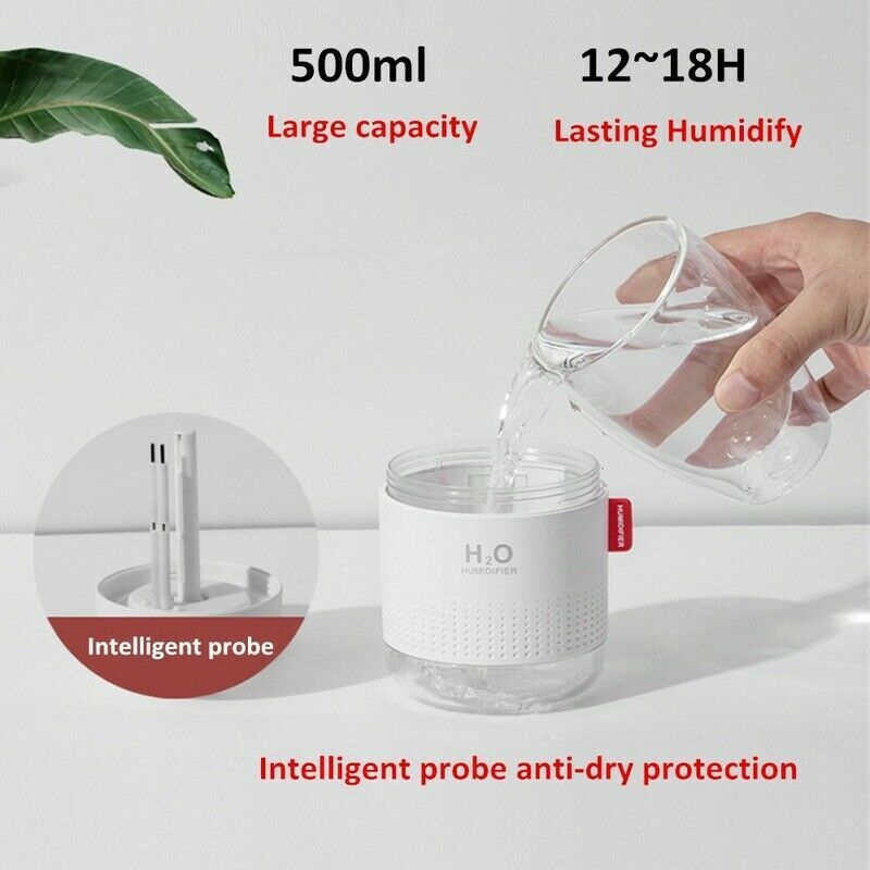 500ml Air Humidifiers USB Aroma Water Mist Diffuser Light Umidificador ...