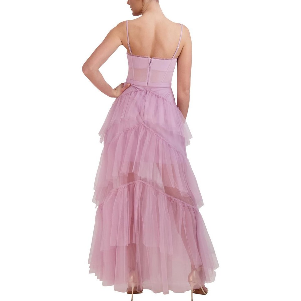 BCBGMAXAZRIA Womens Oly Pink Ruffled Corset Evening Dress Gown 10 BHFO ...