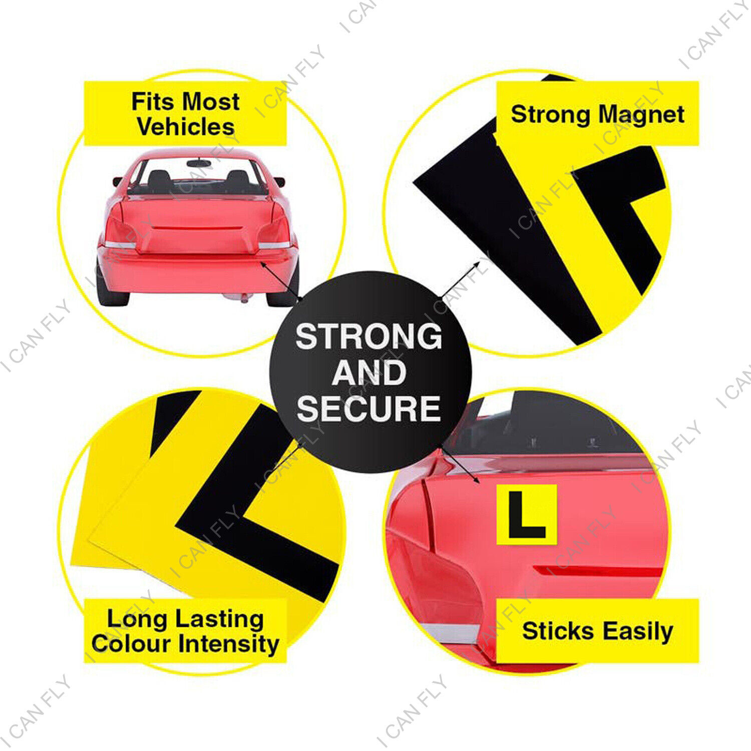 2x Learner Driver Plate GREEN P RED P Magnetic Plate Car Licence DF ...