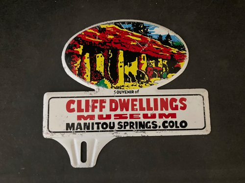 Vintage CLIFF DWELLINGS COLORADO LICENSE PLATE TOPPER Rare Old ...